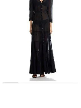 L'AGENCE | Dresses | Lagence Seraphina Tiered Black Sheer Buttonfront ...